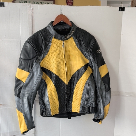 Teknic | Jackets & Coats | Teknic Yellow Black Leather Motorcycle ...